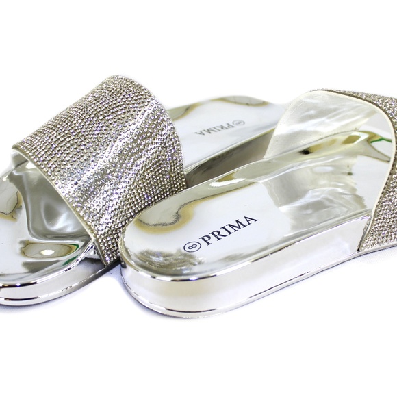 Shoes | Silver Rhinestone Slides | Poshmark